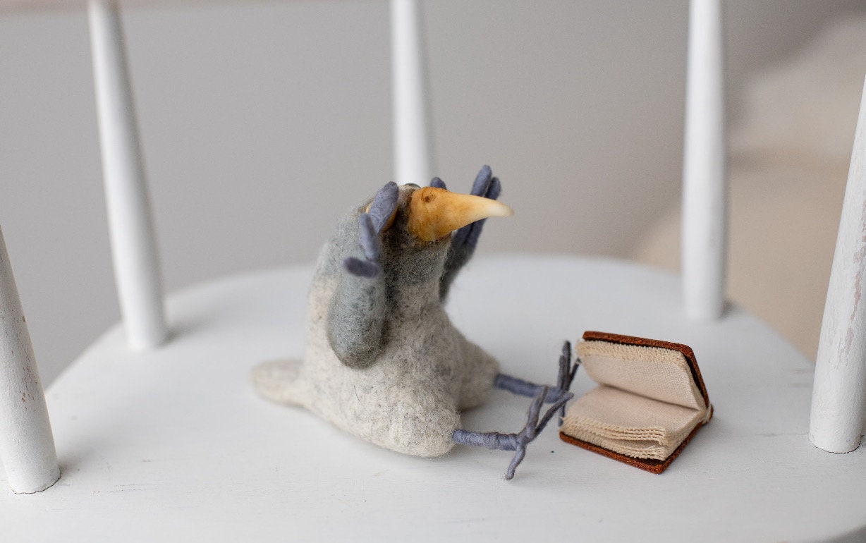 Fanny Crow Bird, Needle Felted Ornament, Handmade Gift Toy, Home Decor ...