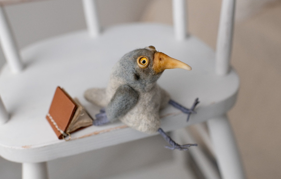 Fanny Crow Bird, Needle Felted Ornament, Crazy Crow, a Book of Wishe ...