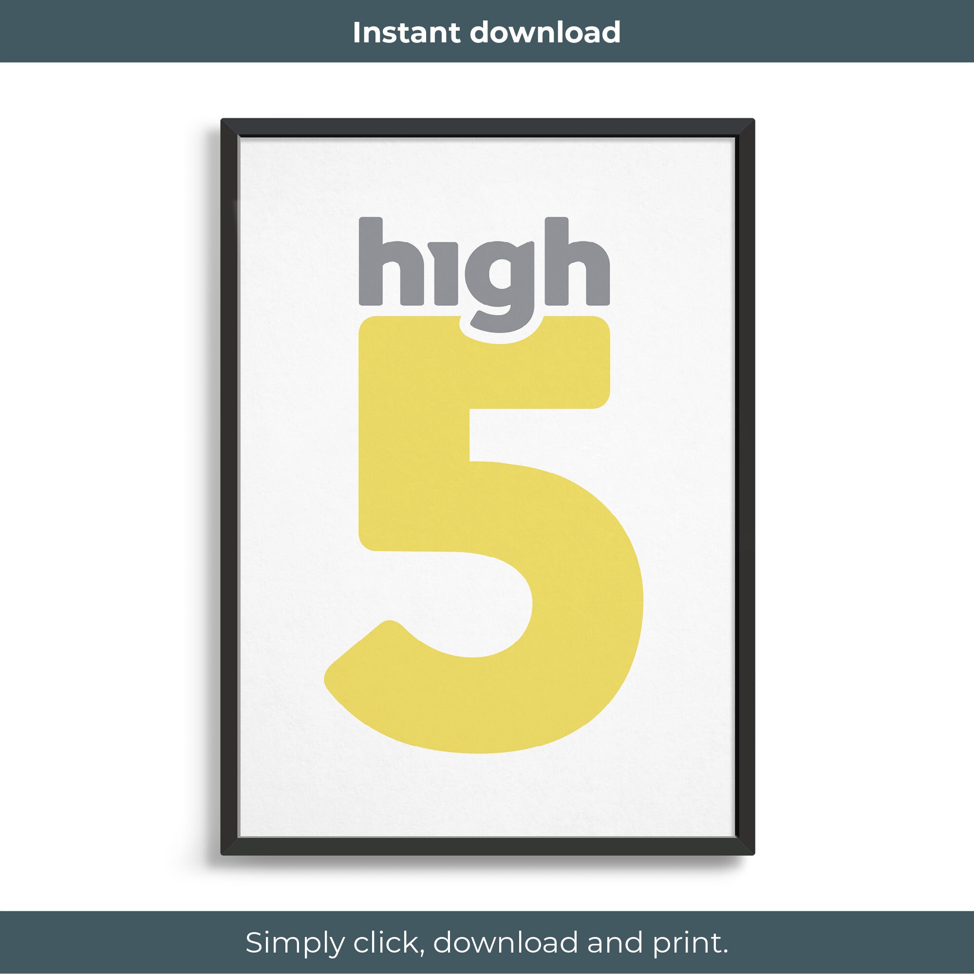 High 5 Poster Printable Modern Wall Art - Etsy UK