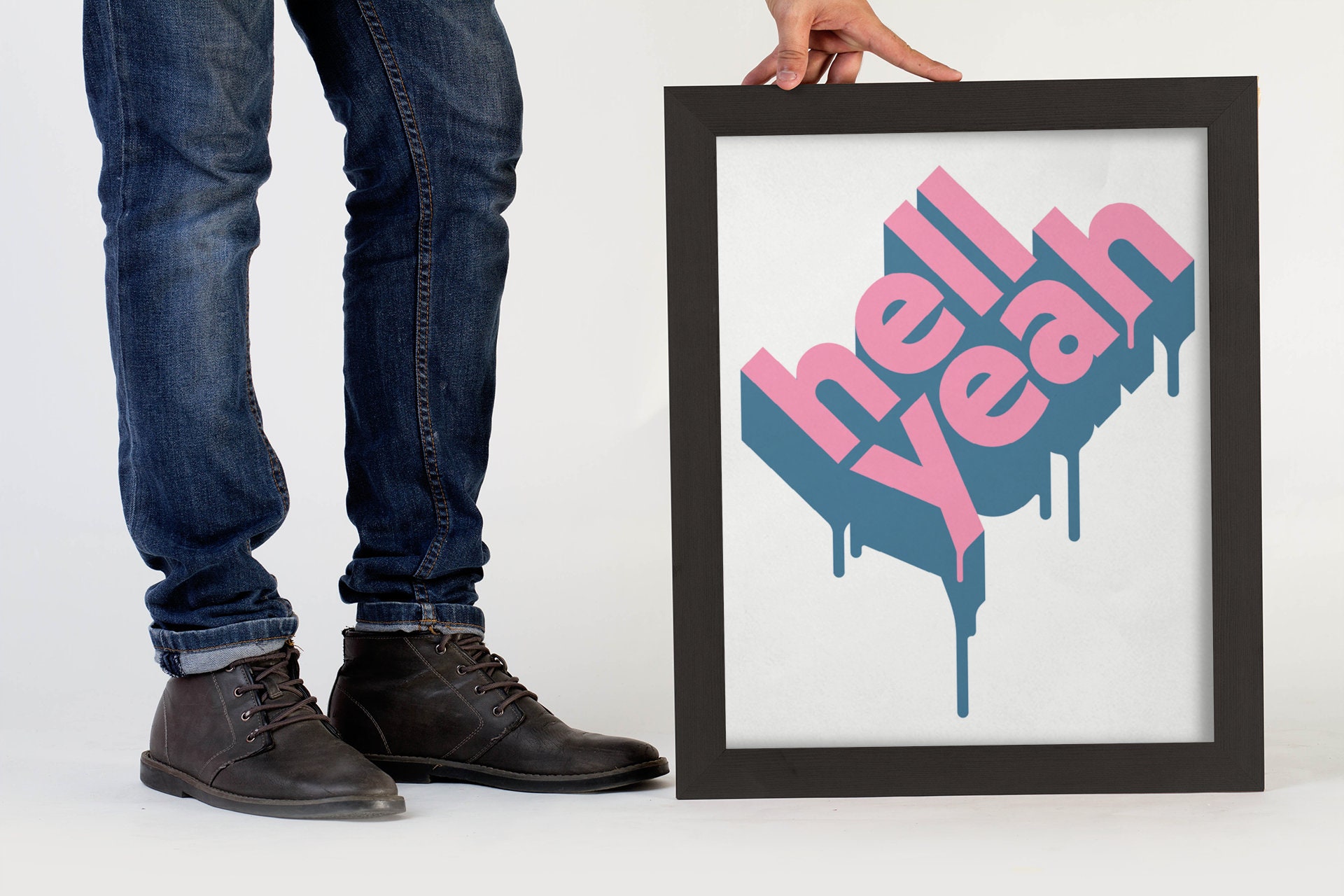 Hell Yeah Poster in Pink and Blue - Etsy UK