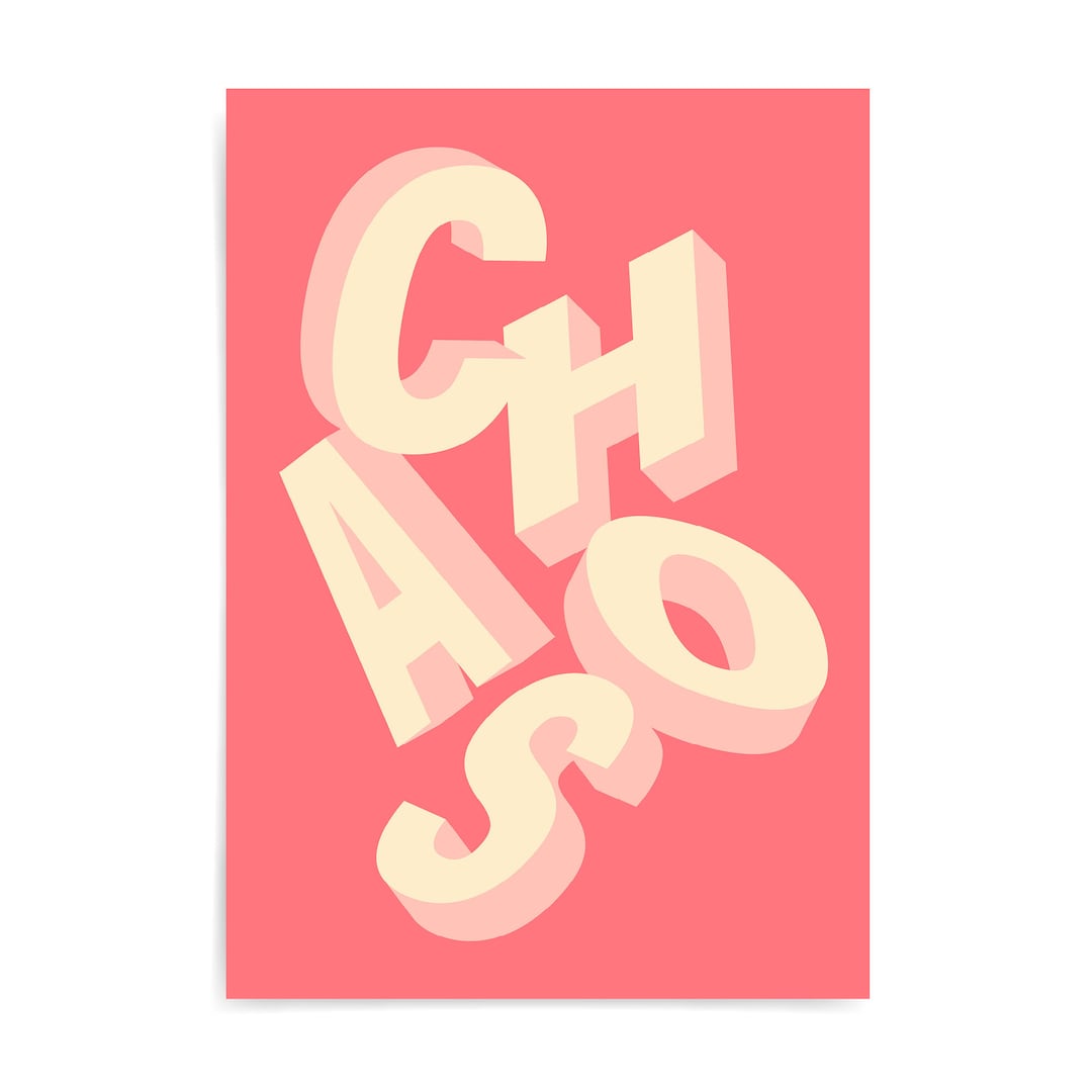 Chaos Typography Print | Budget-friendly Modern Wall Art | Pink and ...