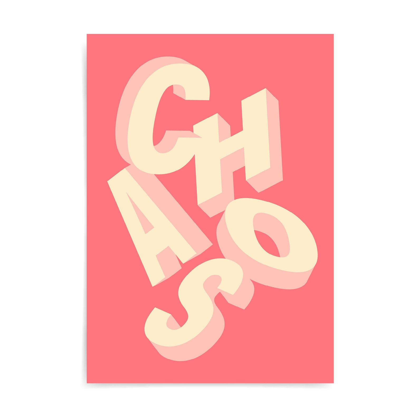 Chaos Typography Print | Budget-friendly Modern Wall Art | Pink and ...