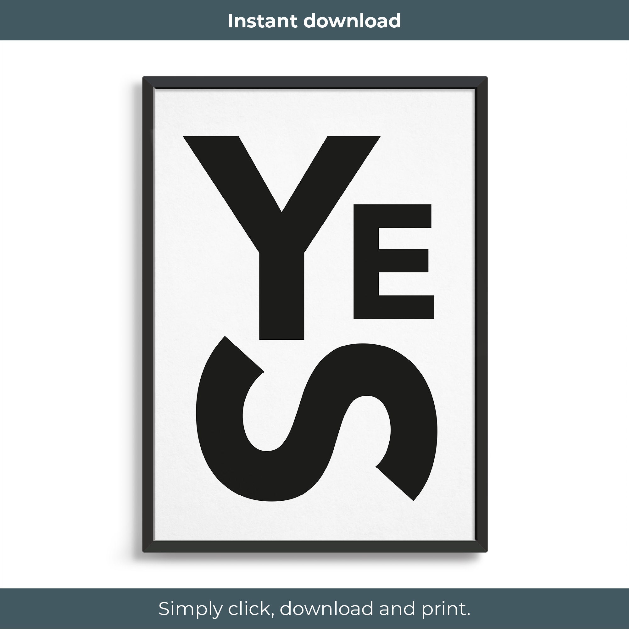 Printable Modern Wall Art / Yes Poster - Etsy
