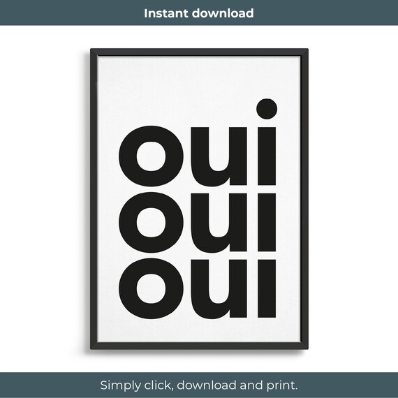 Printable Modern Wall Art / Oui Oui Oui Poster | Etsy