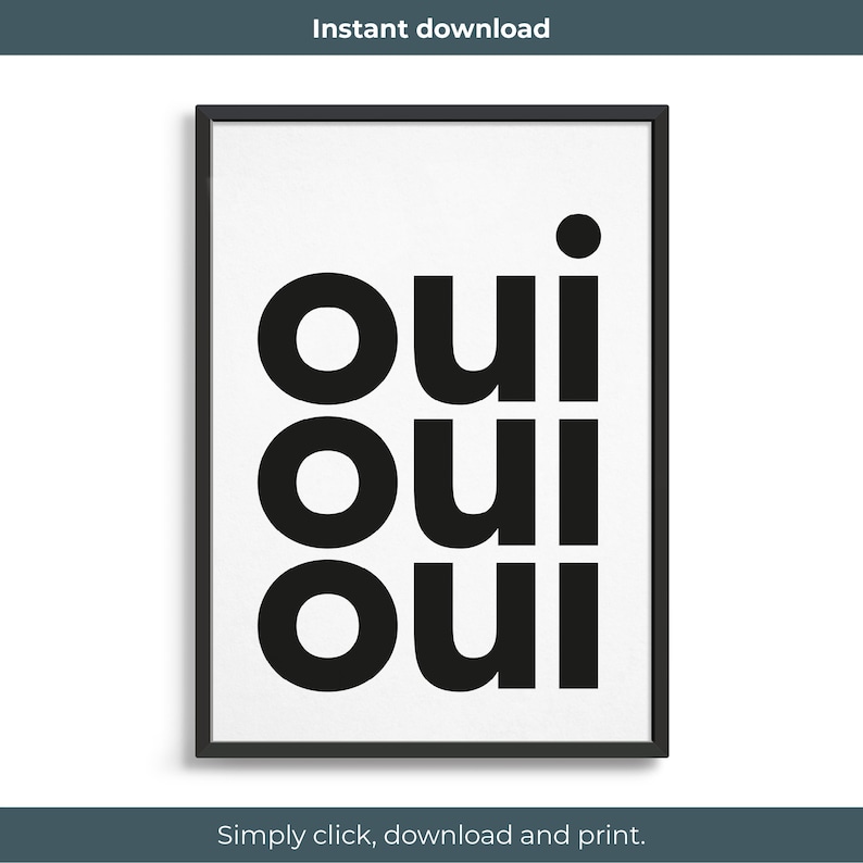 Printable Modern Wall Art / Oui Oui Oui Poster - Etsy