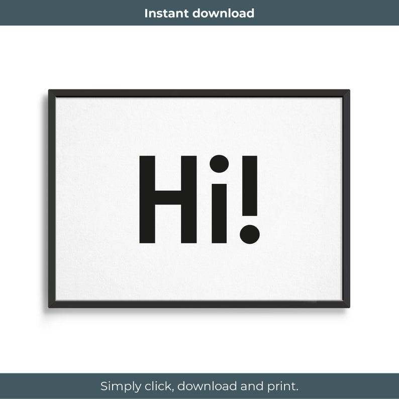 Hi! Poster | Printable Modern Wall Art - Etsy UK