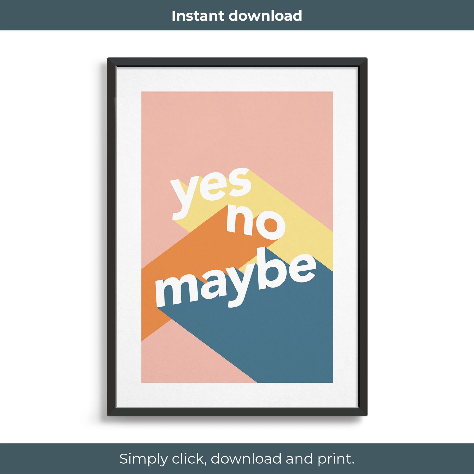 Printable Modern Wall Art / Yes No Maybe Poster - Etsy UK