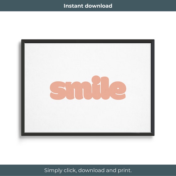 Smile Poster Printable Modern Wall Art | Etsy