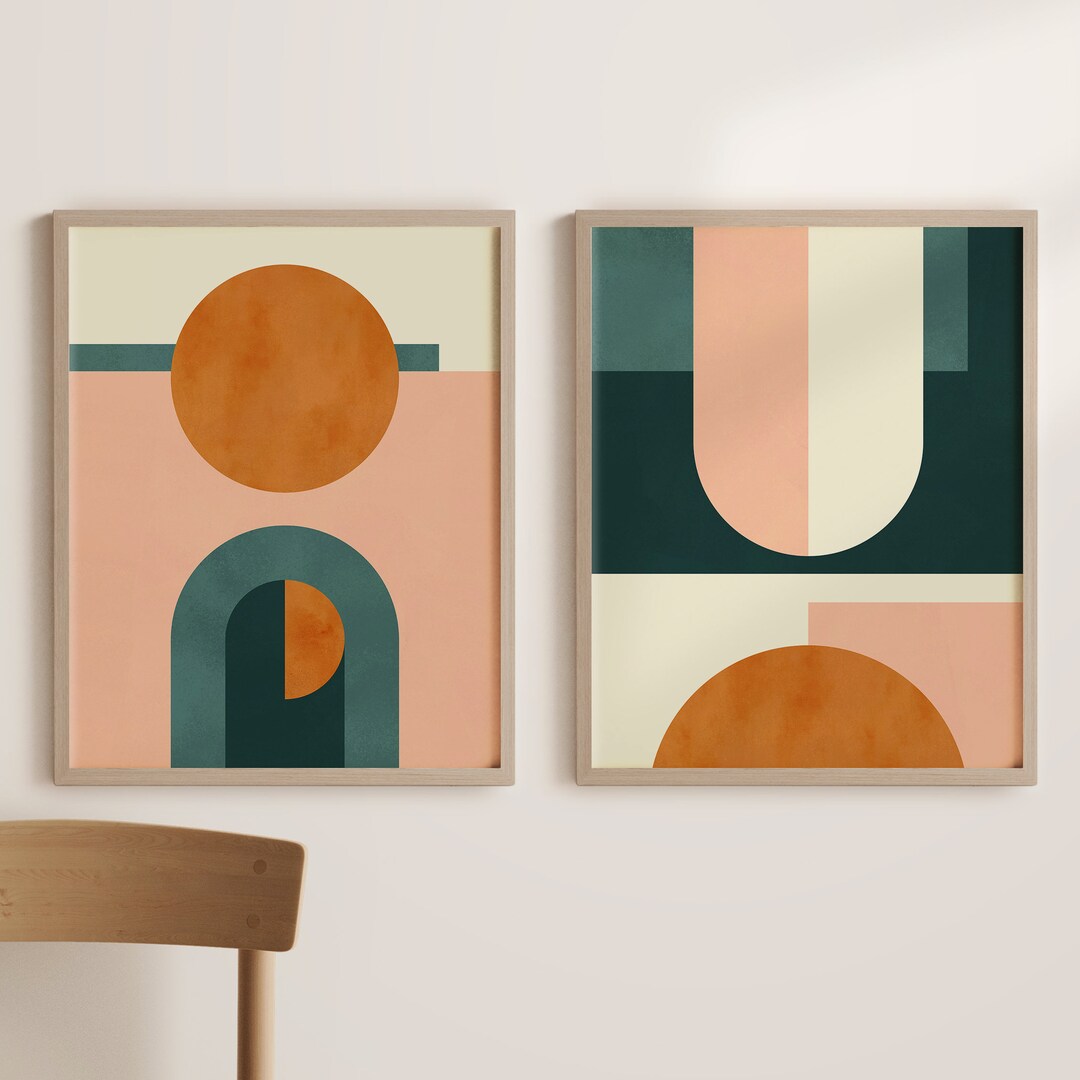 Set of 2 Prints, Minimalist Art, Geometric Printable Art, Abstract ...