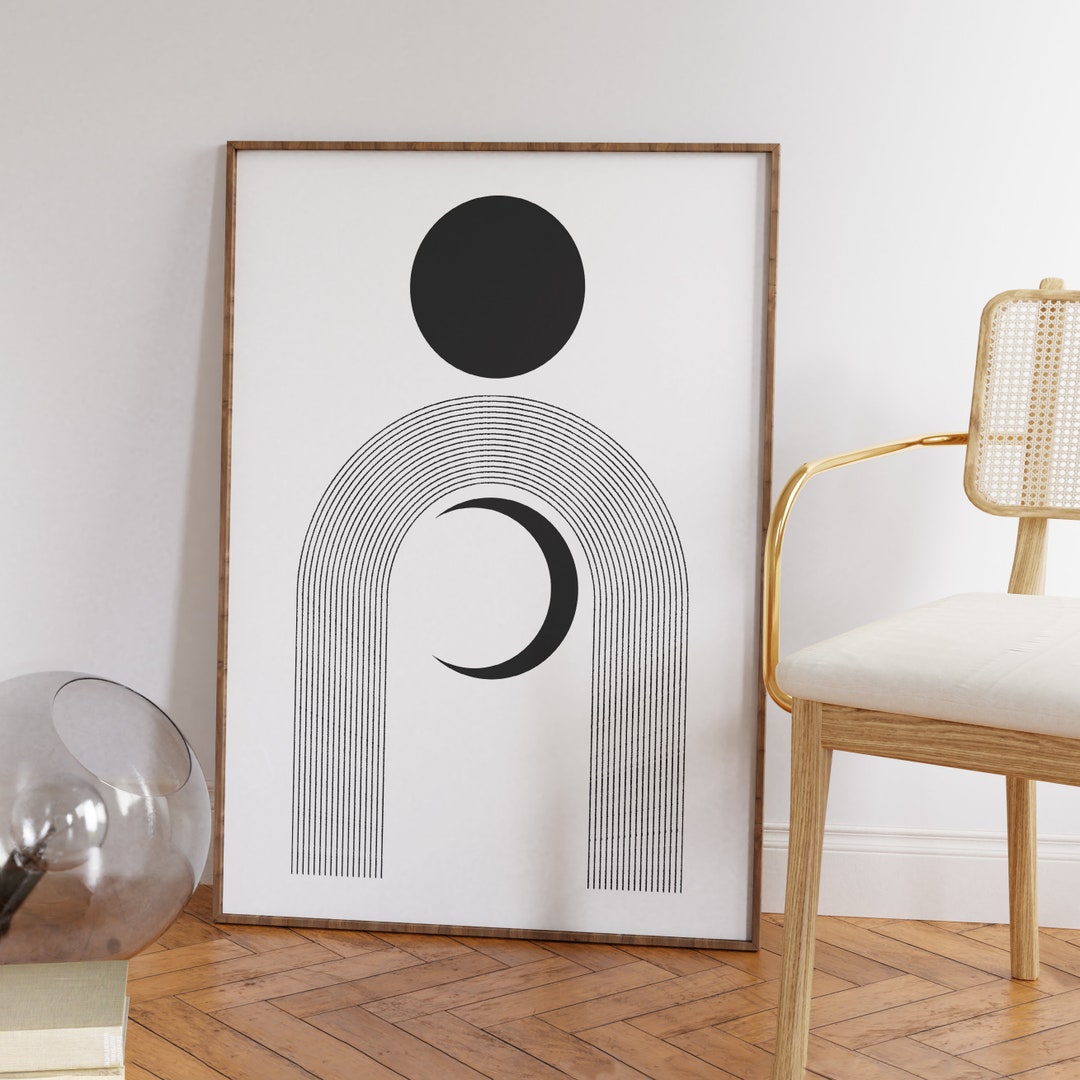 Abstract Geometric Wall Art, Sun and Moon Printable, Moon Phase Art - Etsy
