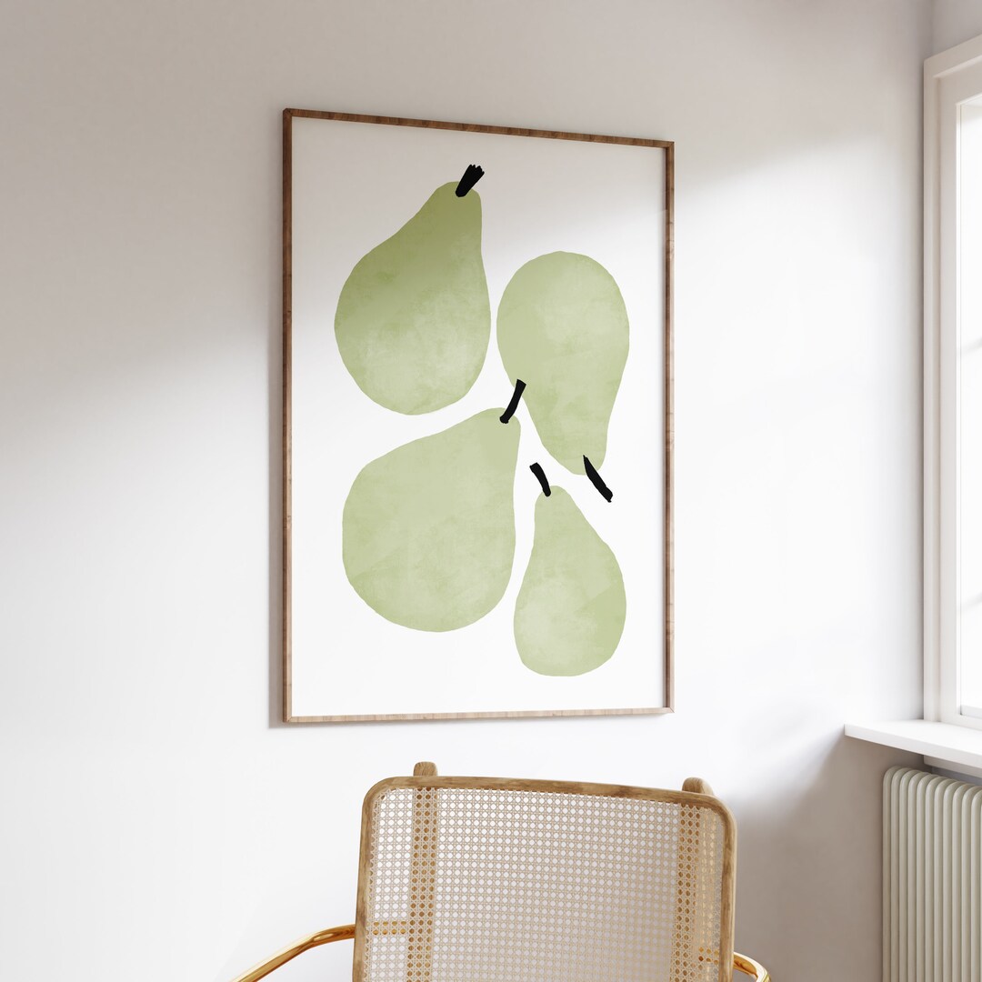 Pear Art Print, Kitchen Wall Decor, Fruit Wall Art, Green Kitchen ...