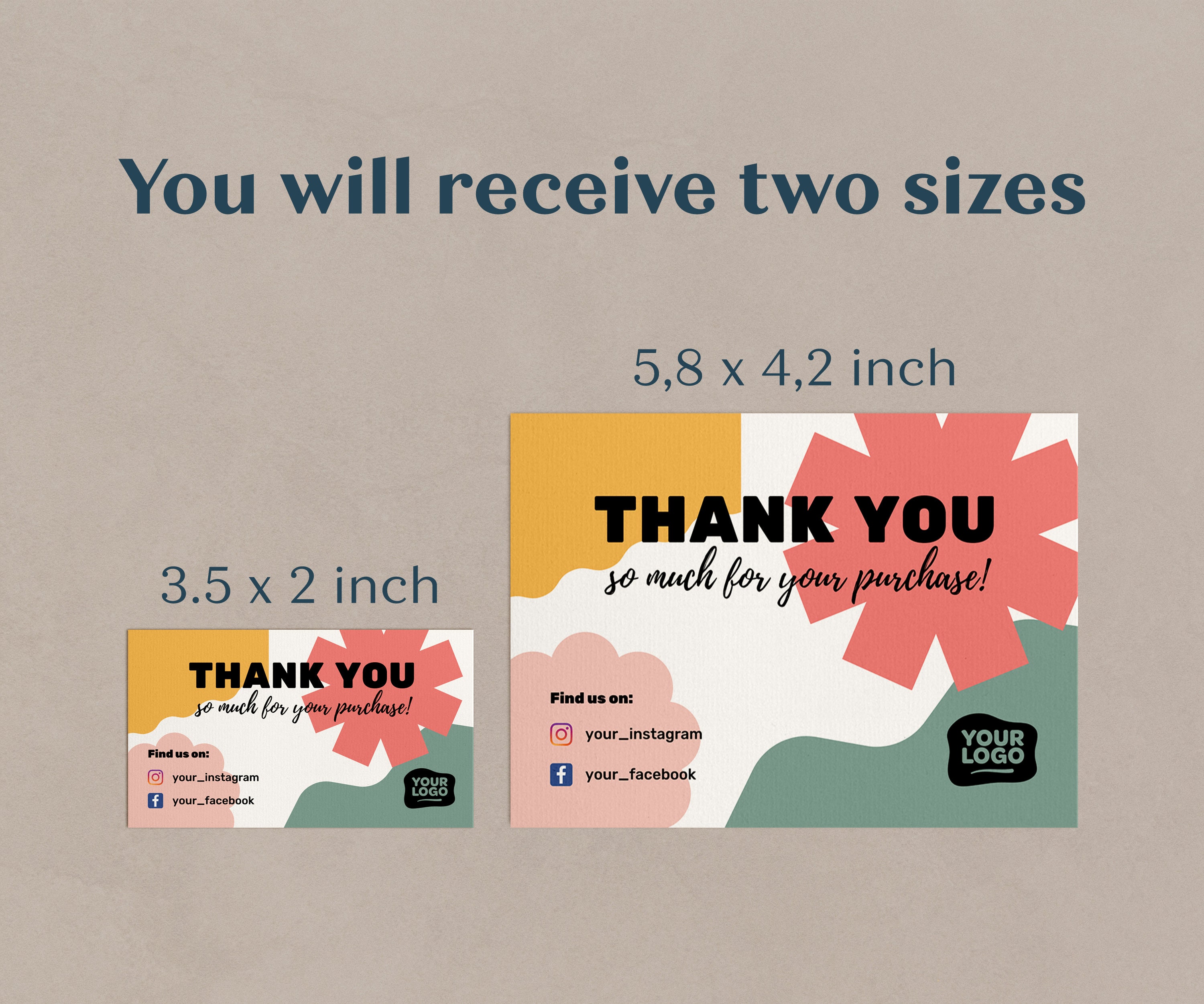 Colorful Thank You Card Thank You Note Abstract Shapes - Etsy