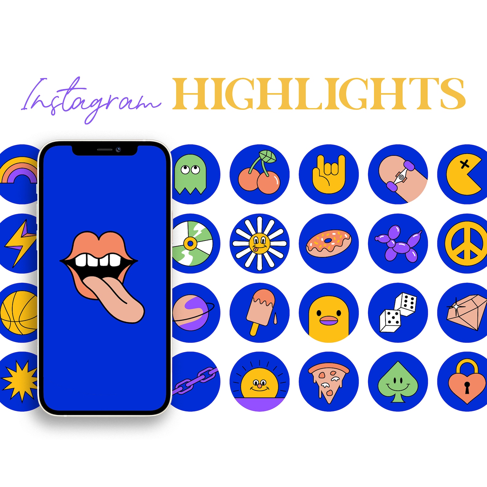 Blue Instagram Highlight Covers, Colorful IG Highlights, Funny ...