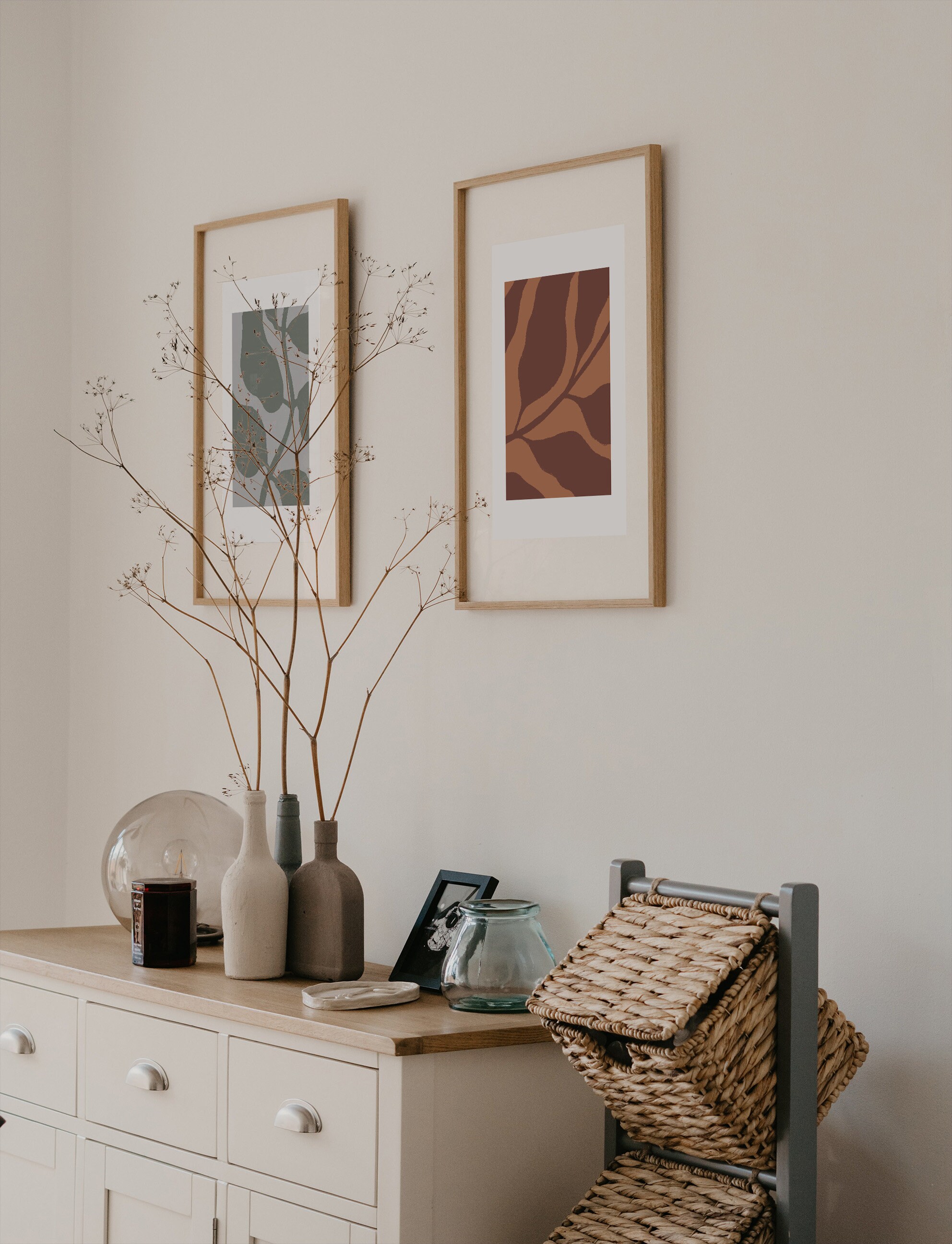 Boho Botanical Set Japandi Decor Set of 2 Prints Farmhouse - Etsy