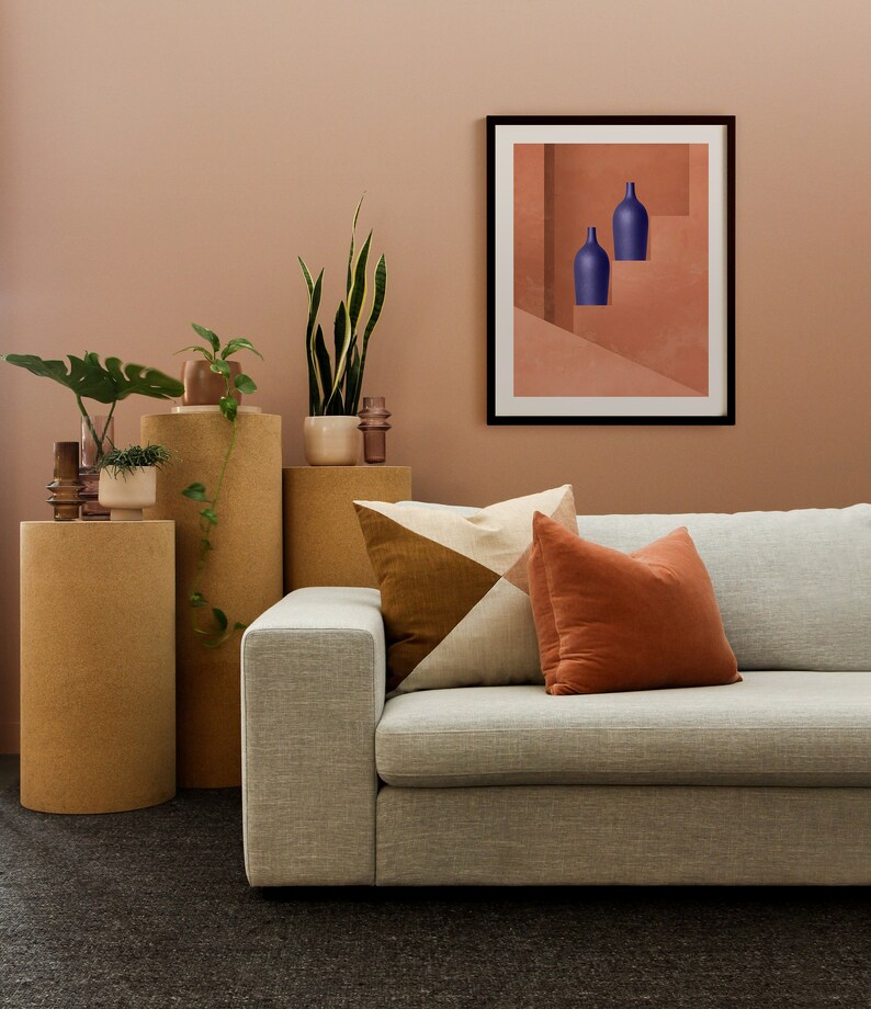 Minimalist Architecture Art Print: Blue Vases (digital Download) - Etsy UK
