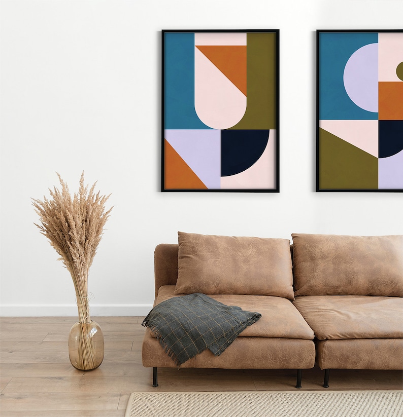 Geometric Shapes Abstract Wall Art Geometric Art Print Set of - Etsy