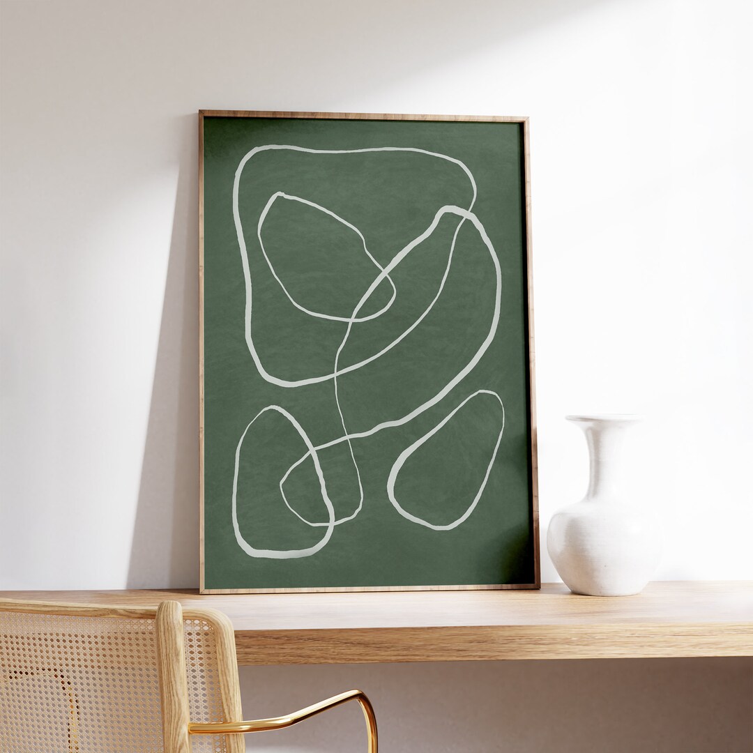 Green Abstract Line Art Print: Minimalist Home Decor (digital Download ...