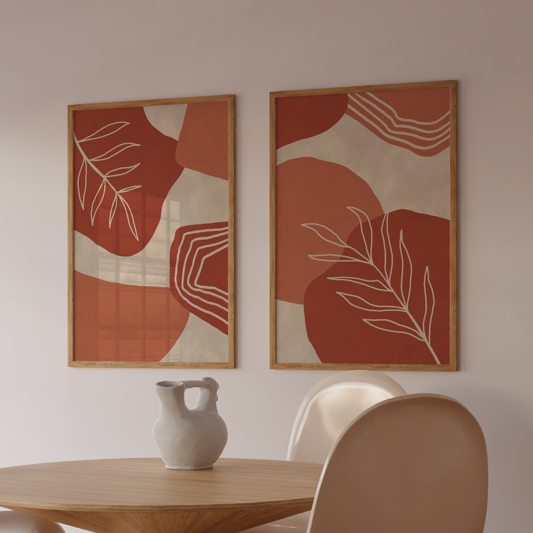 Botanical Set of 2 Prints, Abstract Botanical Wall Art, Boho Prints ...