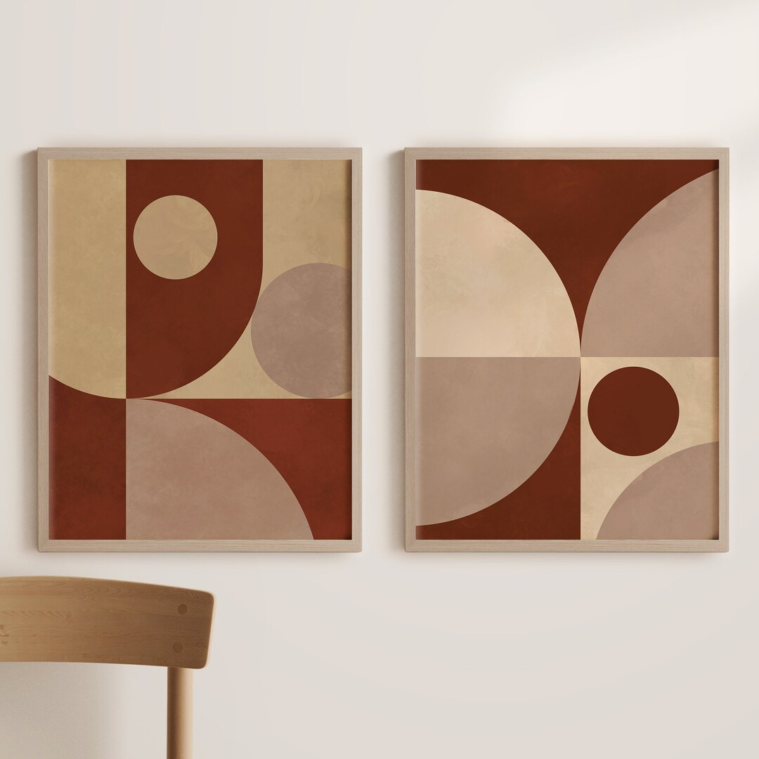 Abstract Wall Art Prints, Geometric Art Set of 2, Gallery Wall Art ...