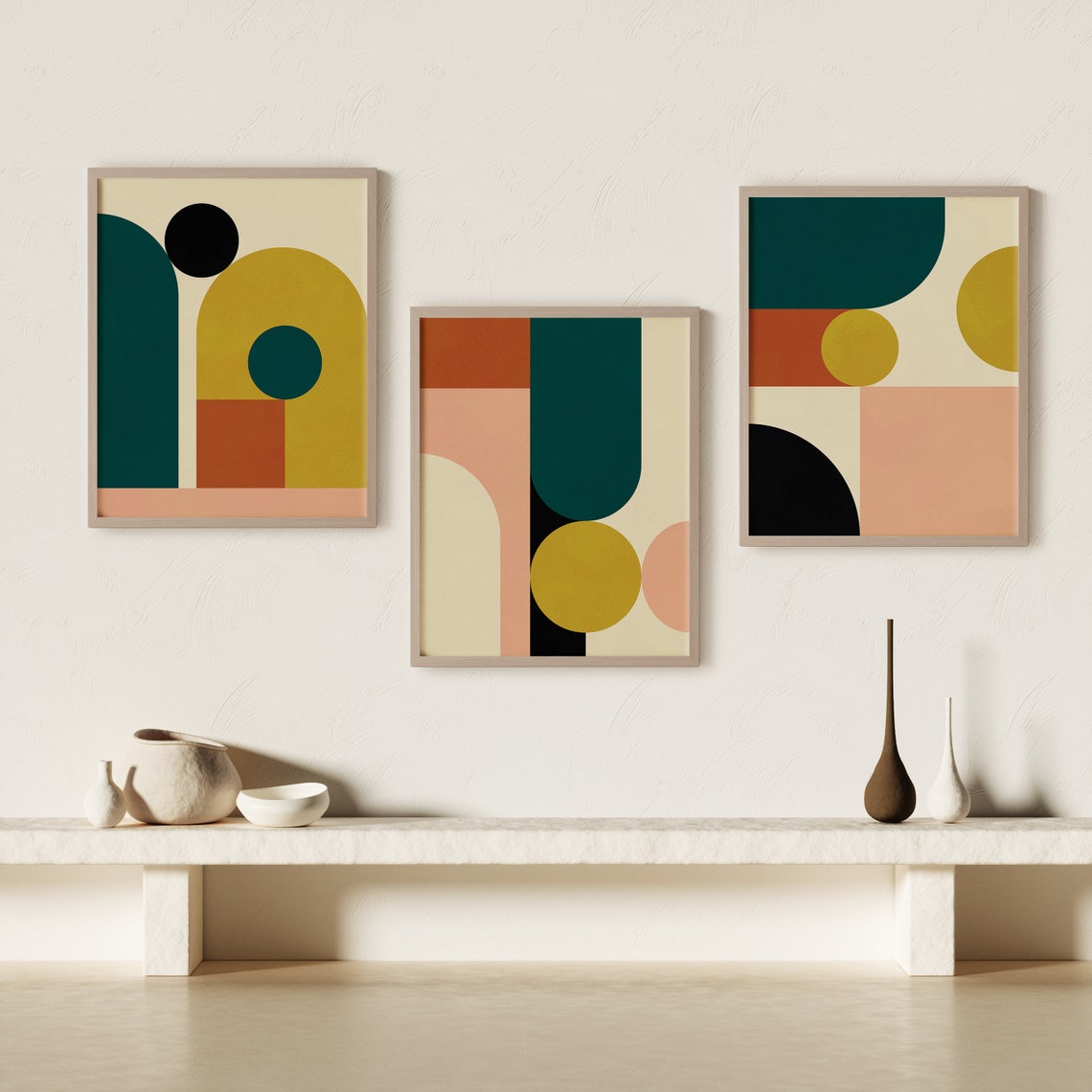 Geometric Art Print Set of 3 Colorful Wall Art Geometric - Etsy