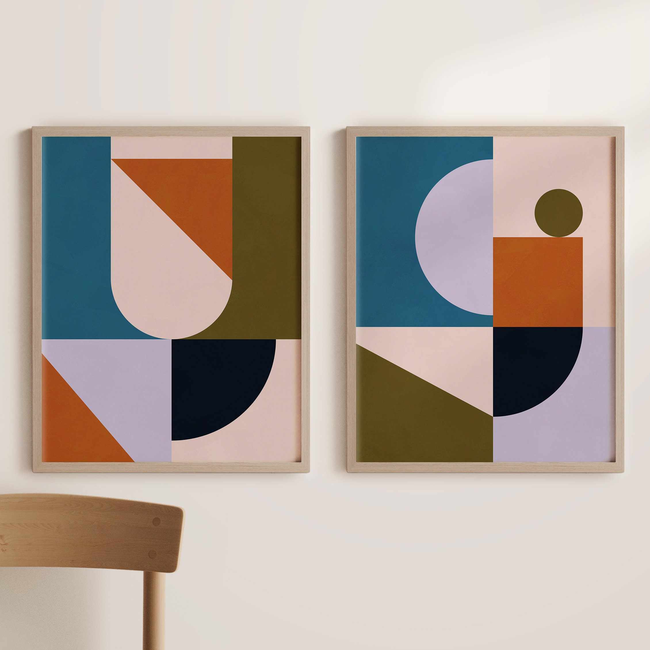 Geometric Shapes Abstract Wall Art Geometric Art Print Set of - Etsy
