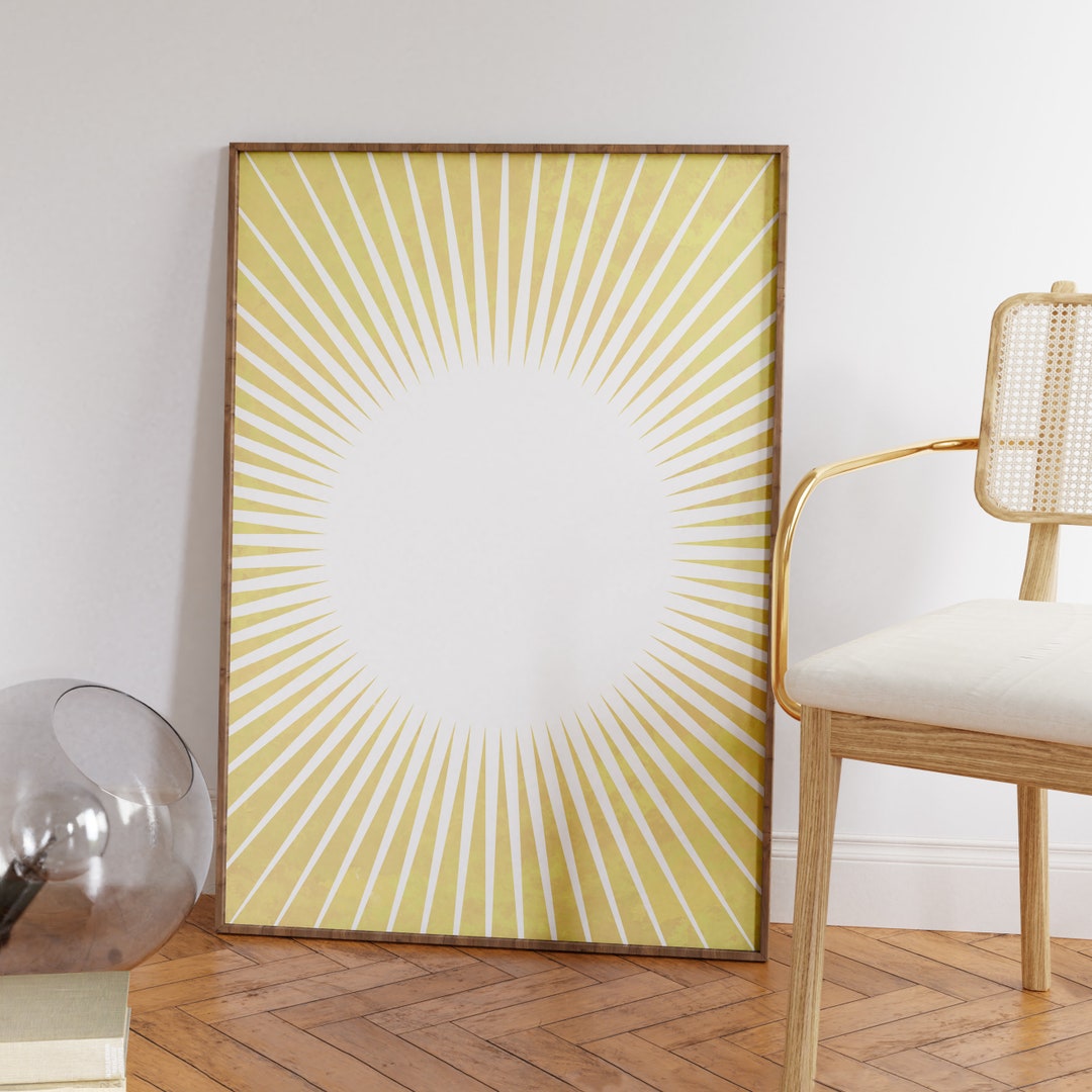 Sun Wall Art, Sunburst Print, Abstract Sun Poster, Yellow Sun Print ...