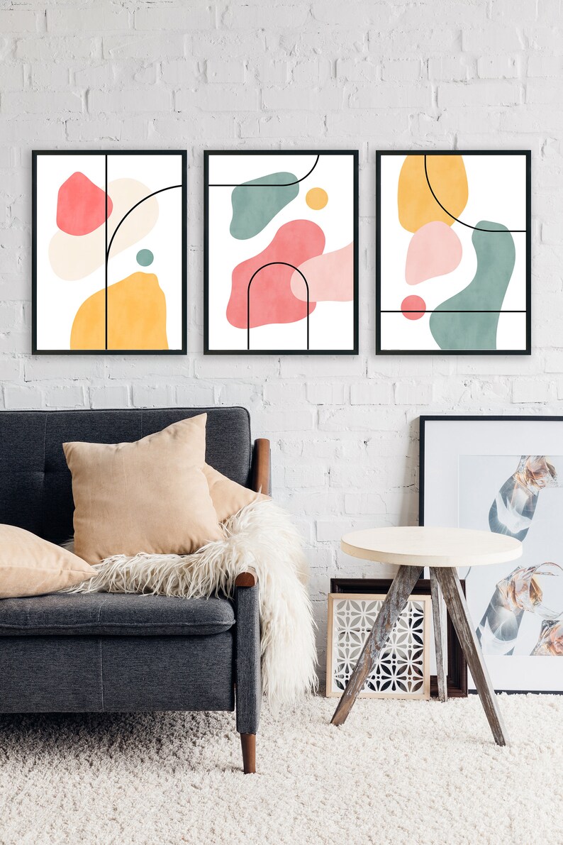 Colorful Abstract Art Abstract Set of 3 Prints Colorful - Etsy