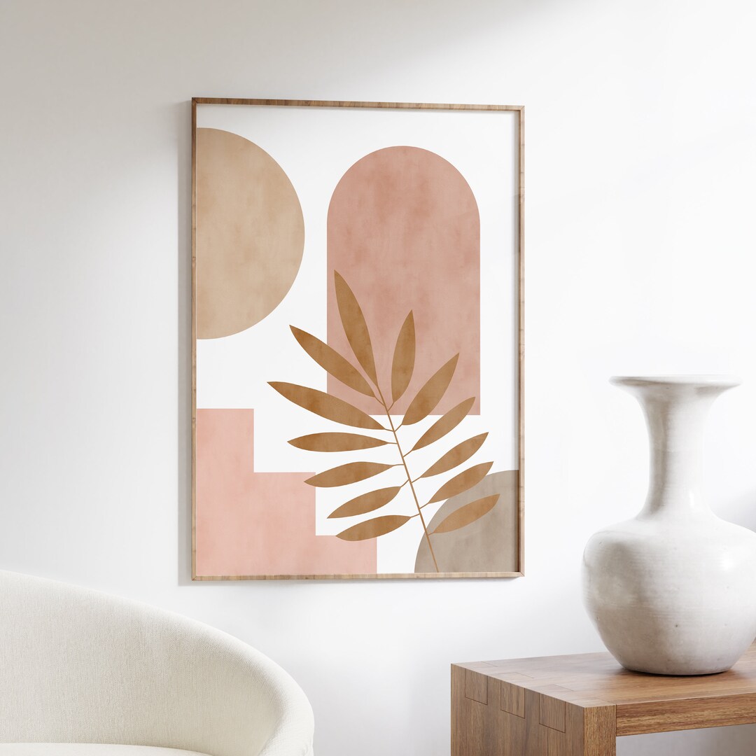 Botanical Print: Boho Earth Tones, Geometric Leaf (digital Download) - Etsy