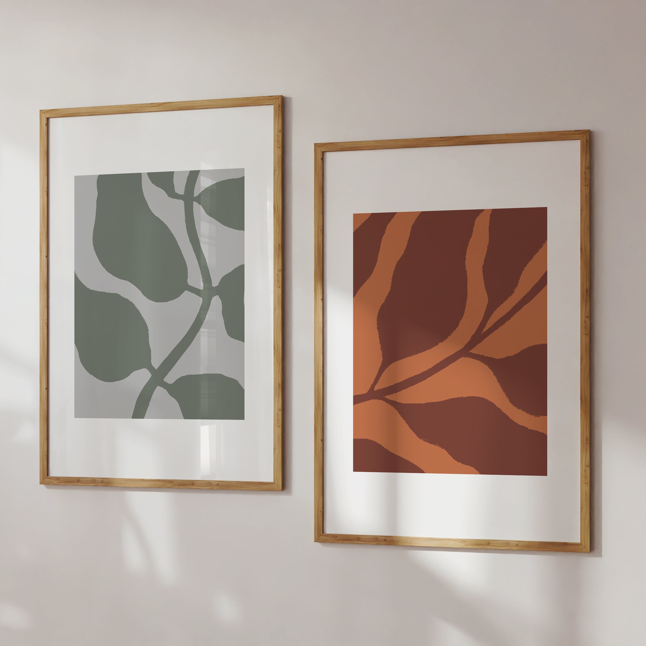 Boho Botanical Set Japandi Decor Set of 2 Prints Farmhouse - Etsy