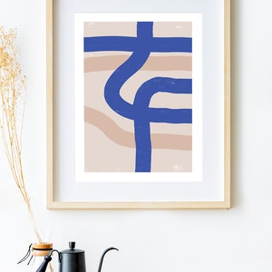 Blue Abstract Print, Minimalist Wall Art, Contemporary Art, Abstract ...