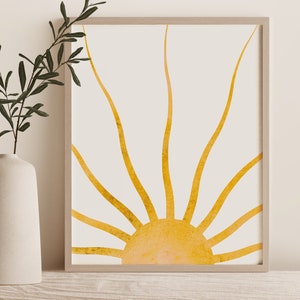 Sun Art Minimalist Printable Wall Art Sun Wall Art Digital | Etsy