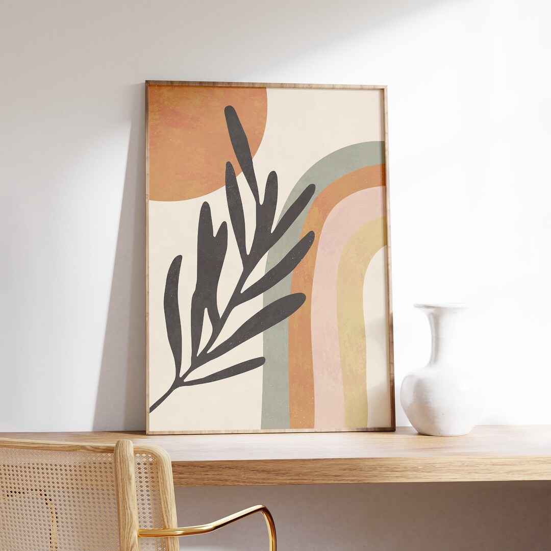 Mid-century Rainbow Art, Rainbow Print, Rainbow and Sun, Mid-century ...
