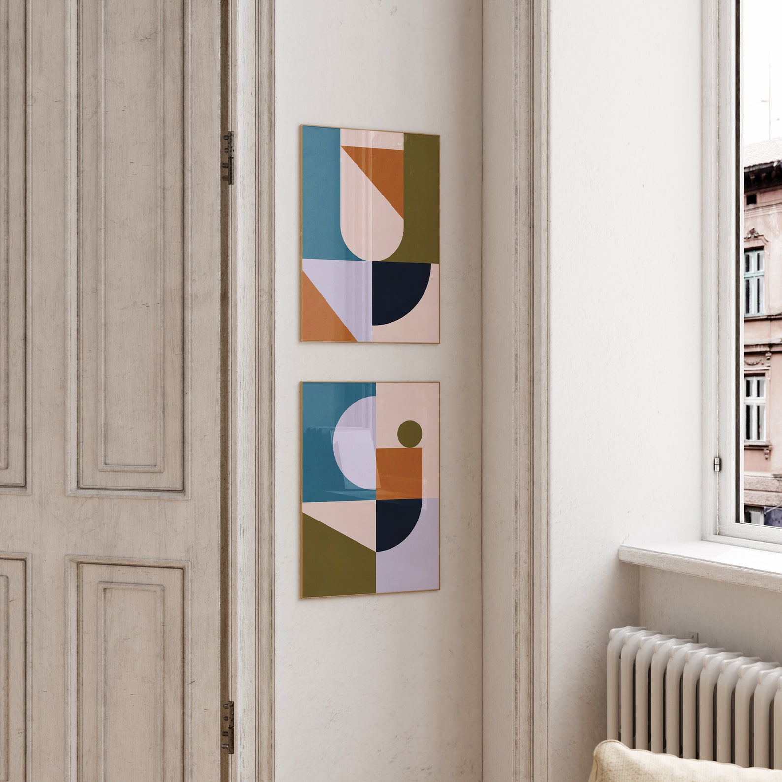 Geometric Shapes Abstract Wall Art Geometric Art Print Set of - Etsy