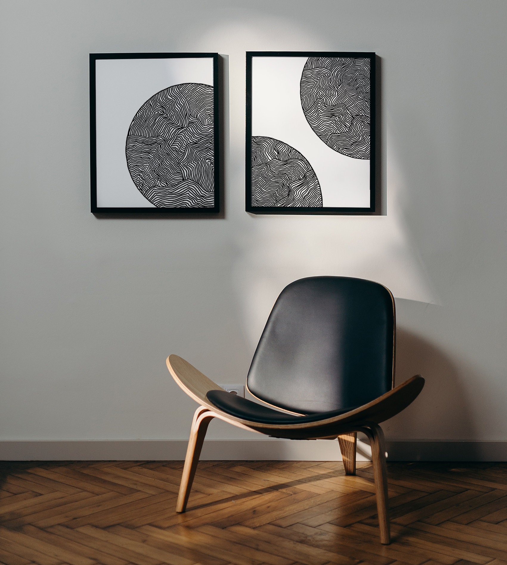 Line Art Prints Set of 2 Prints Abstract Line Drawing | Etsy