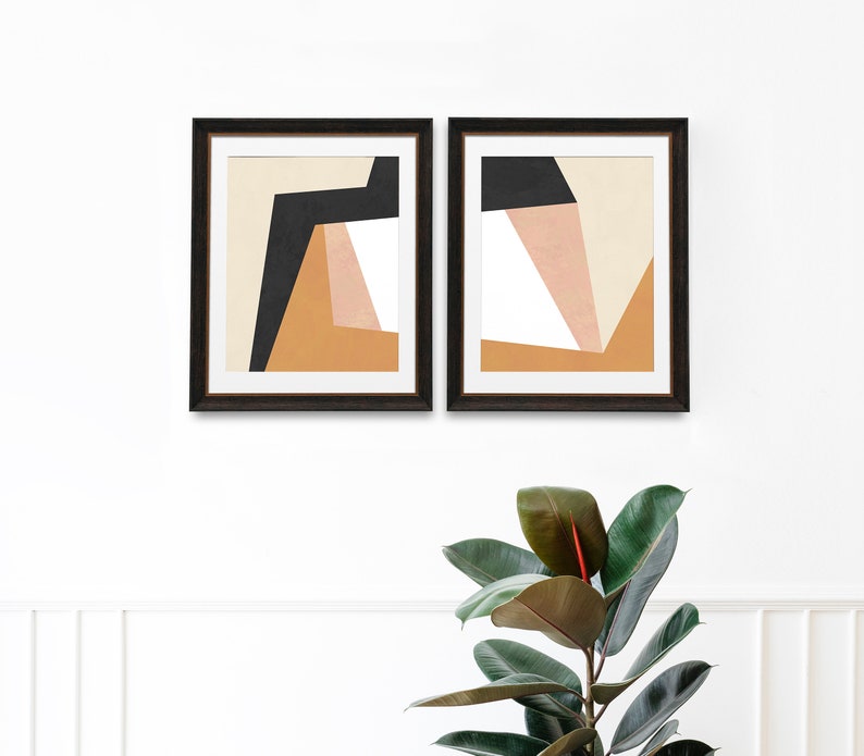 Geometric Wall Art Set of 2 Printable Wall Art Geometric | Etsy