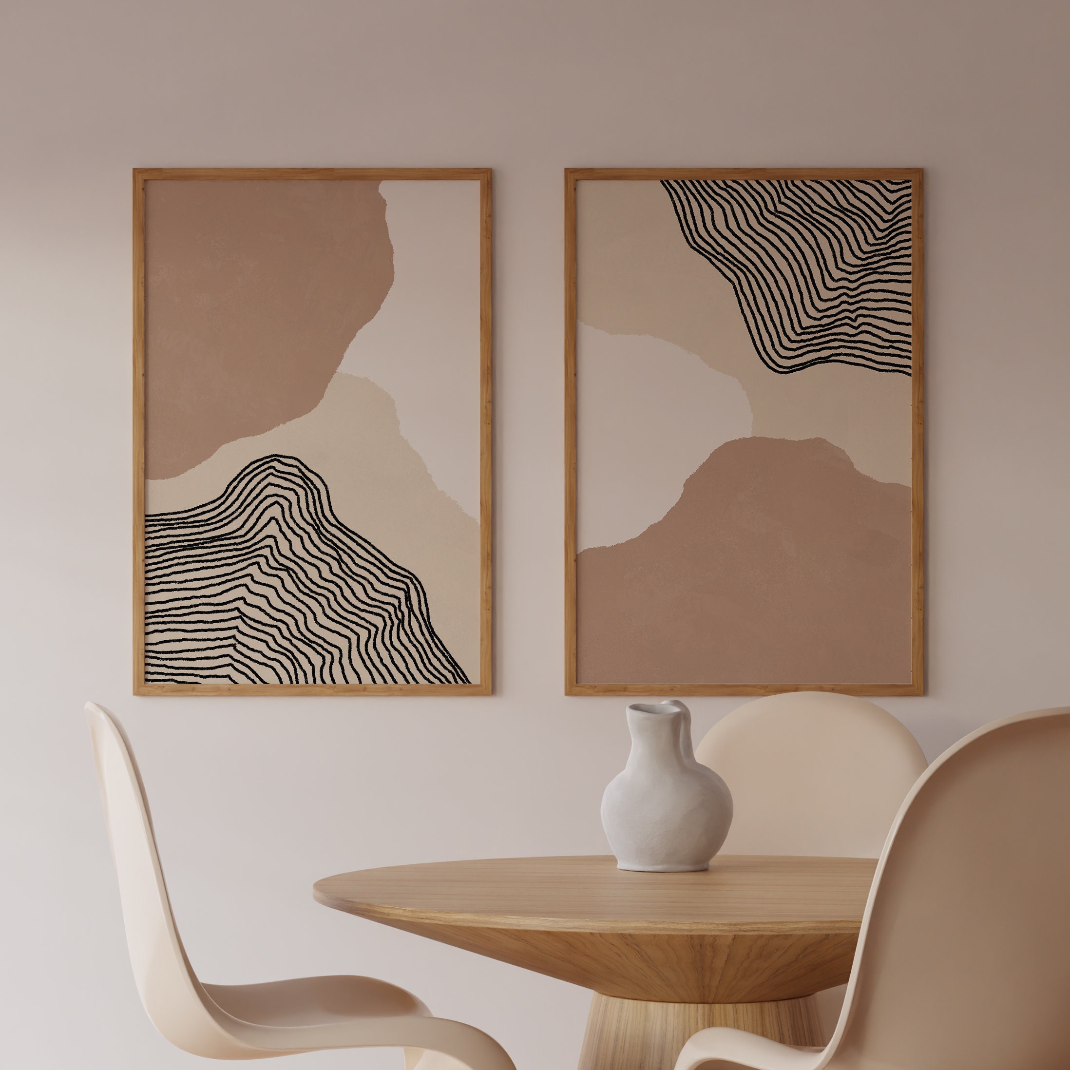 Earth Tone Abstract Art, Set of 2 Prints, Abstract Wall Art, Neutral ...