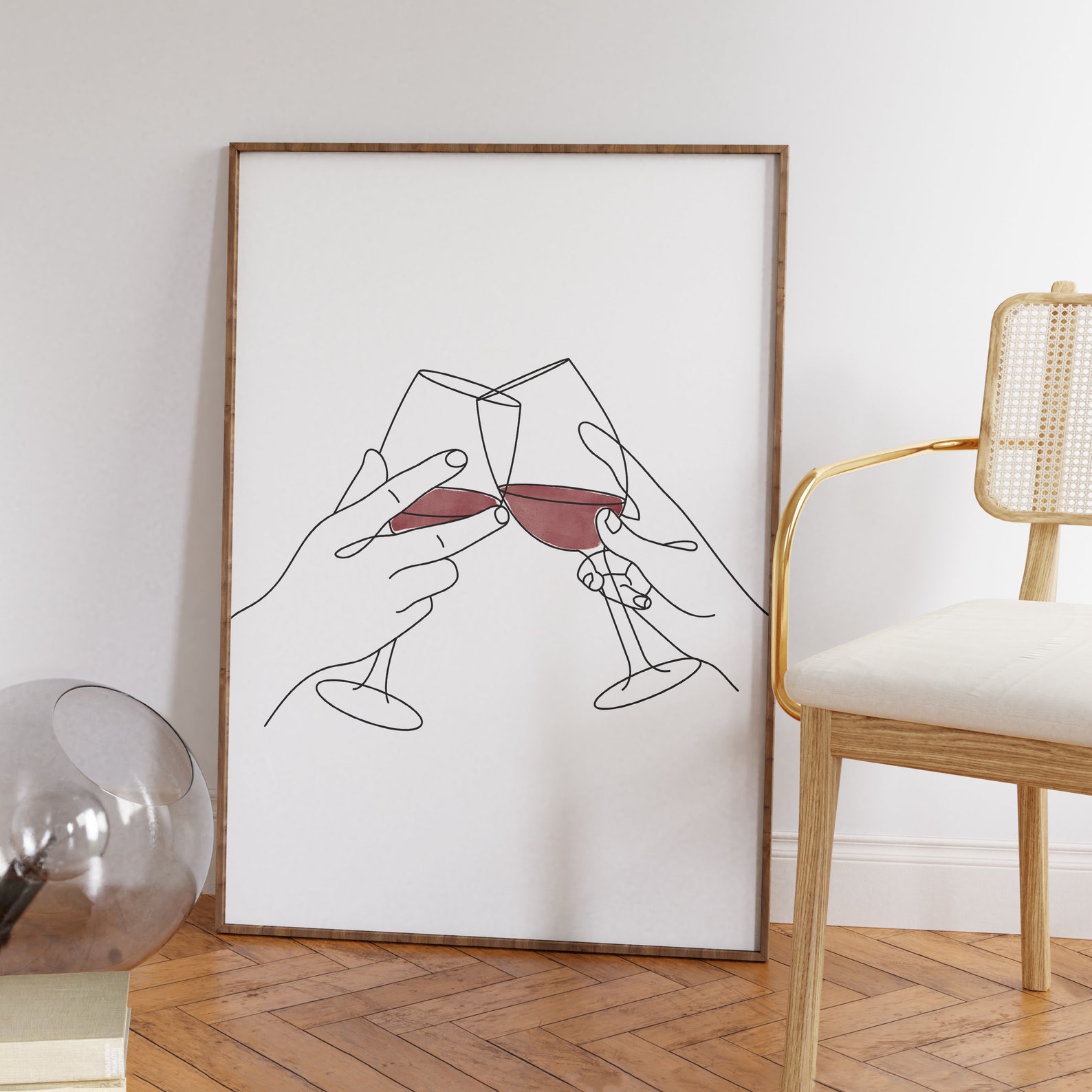 Wine Line Art Print, Red Wine Print, Wine Lover Wall Art, Red Wine ...