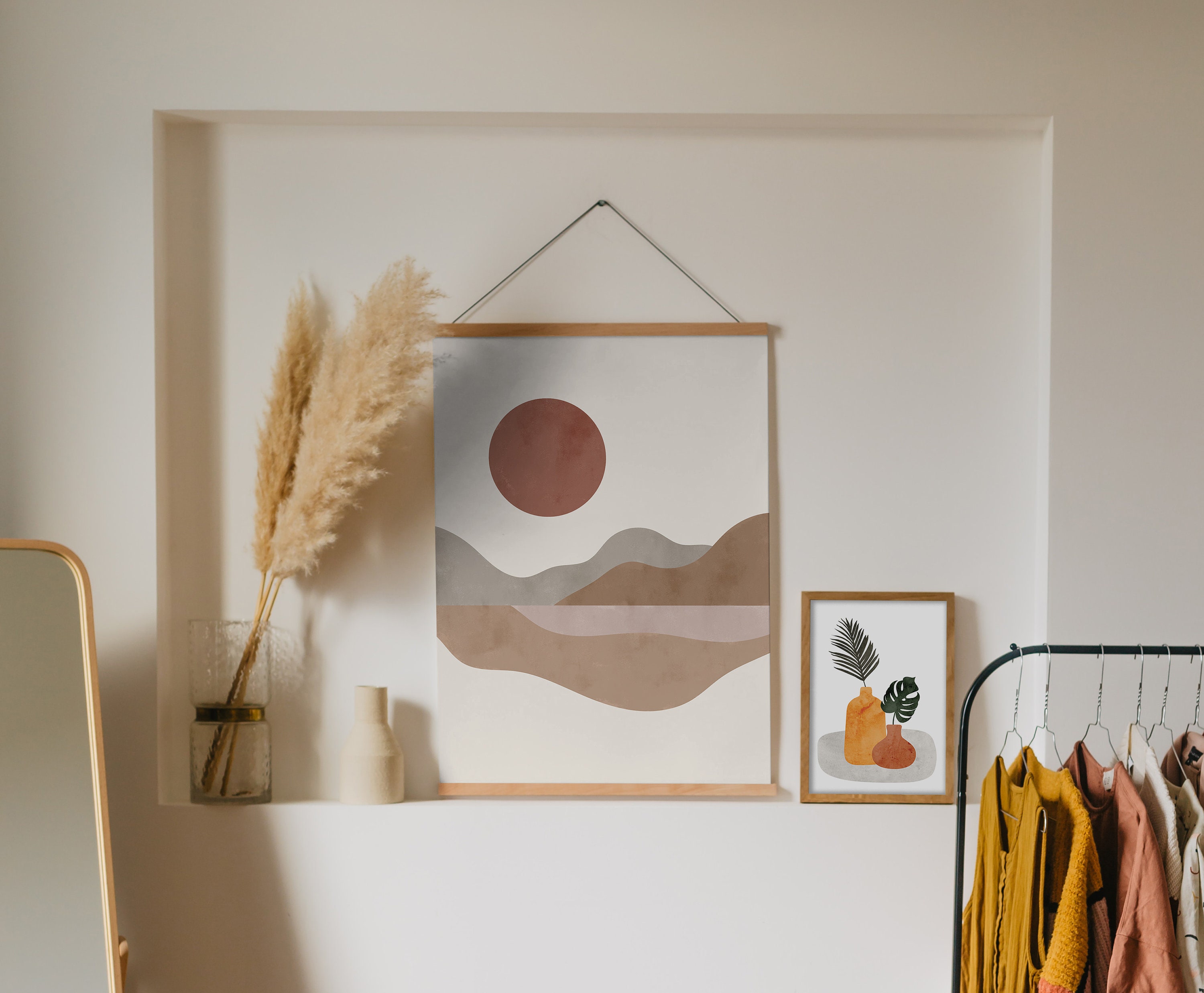 Boho Landscape Print Boho Poster Mountain Painting Earth - Etsy