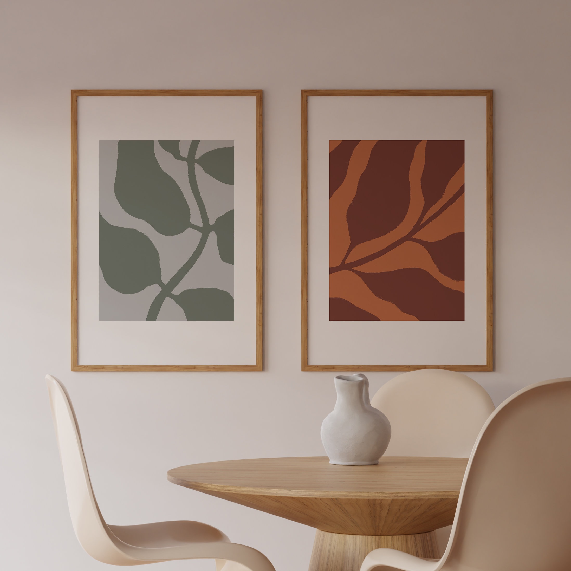 Boho Botanical Set Japandi Decor Set of 2 Prints Farmhouse - Etsy