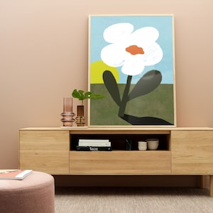 Colorful Wall Art, Groovy Flower Art Print, Cute Floral Poster, Sky ...