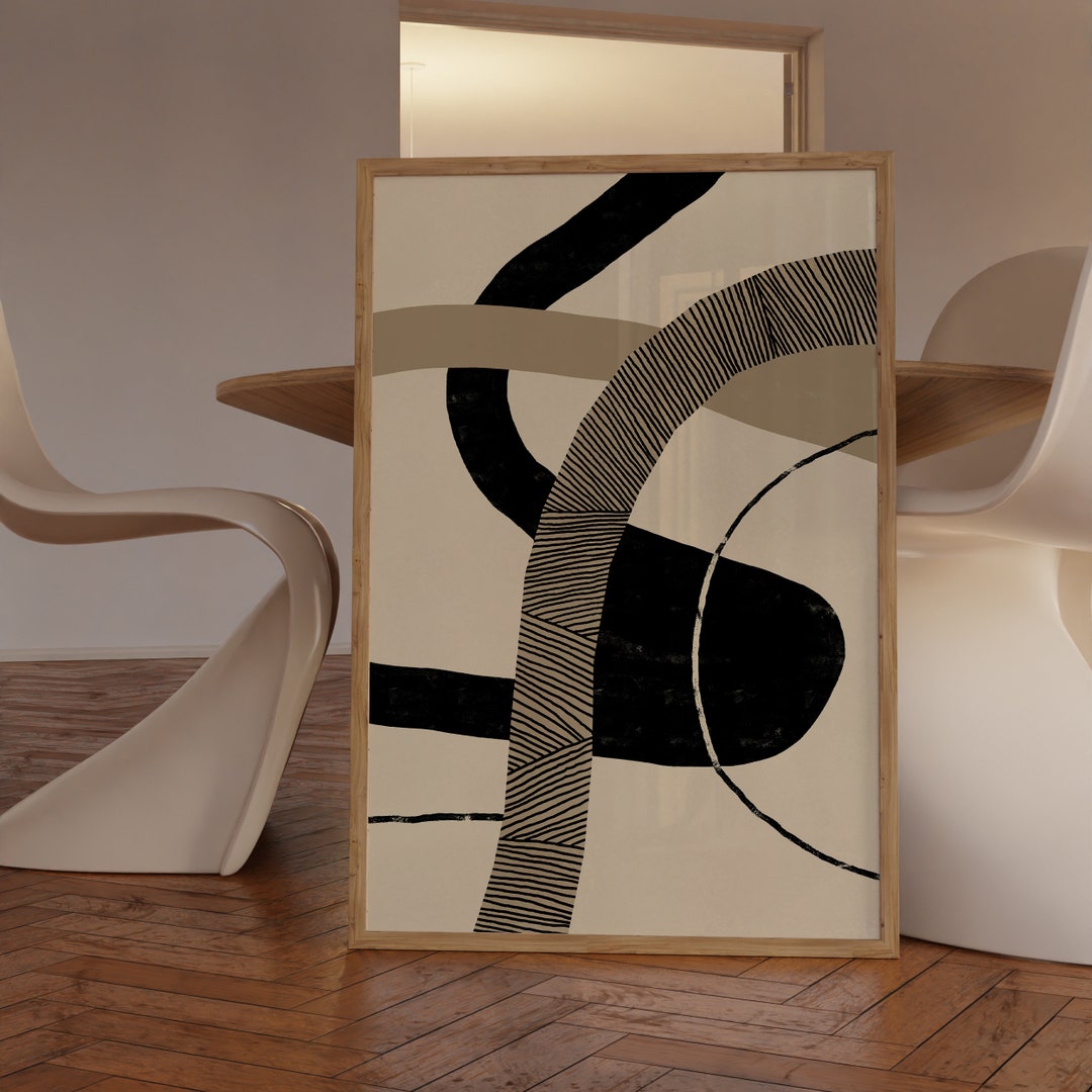Abstract Art Print, Printable Line Art, Abstract Shapes Wall Decor ...