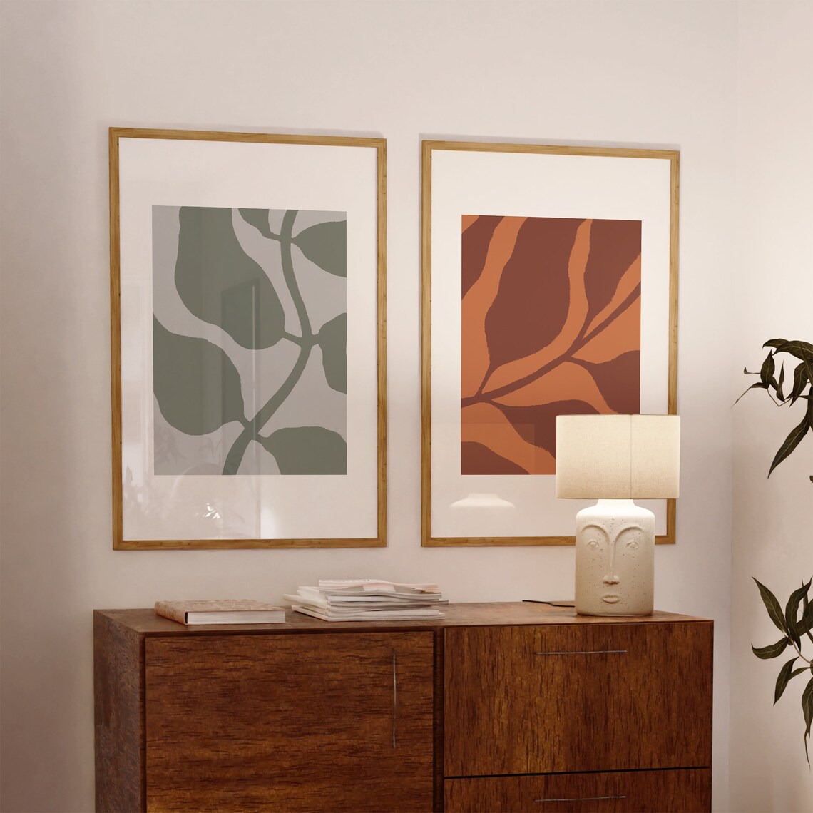 Boho Botanical Set Japandi Decor Set of 2 Prints Farmhouse - Etsy