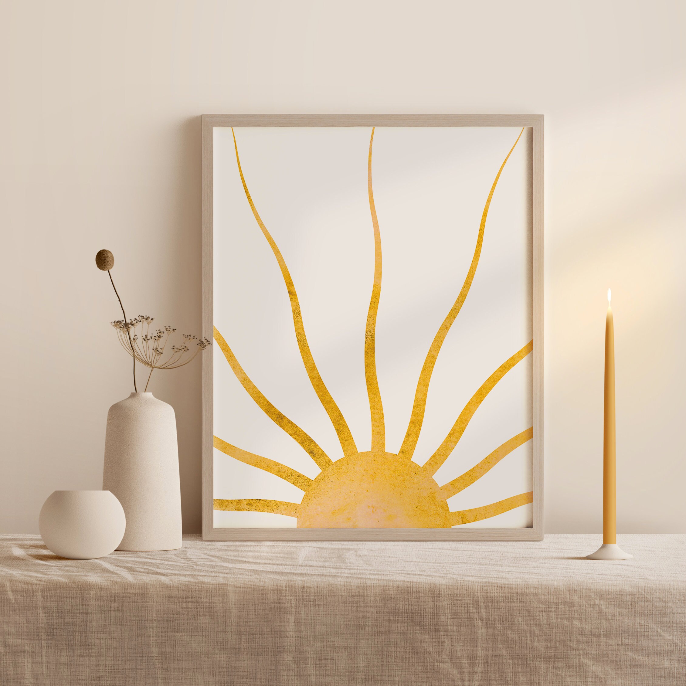 Sun Art, Minimalist Printable Wall Art, Sun Wall Art, Digital Download ...