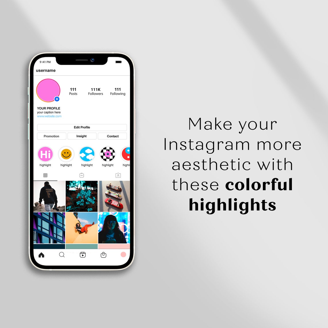 Colorful Instagram Highlight Covers, Punch Needle Style, Checkered ...