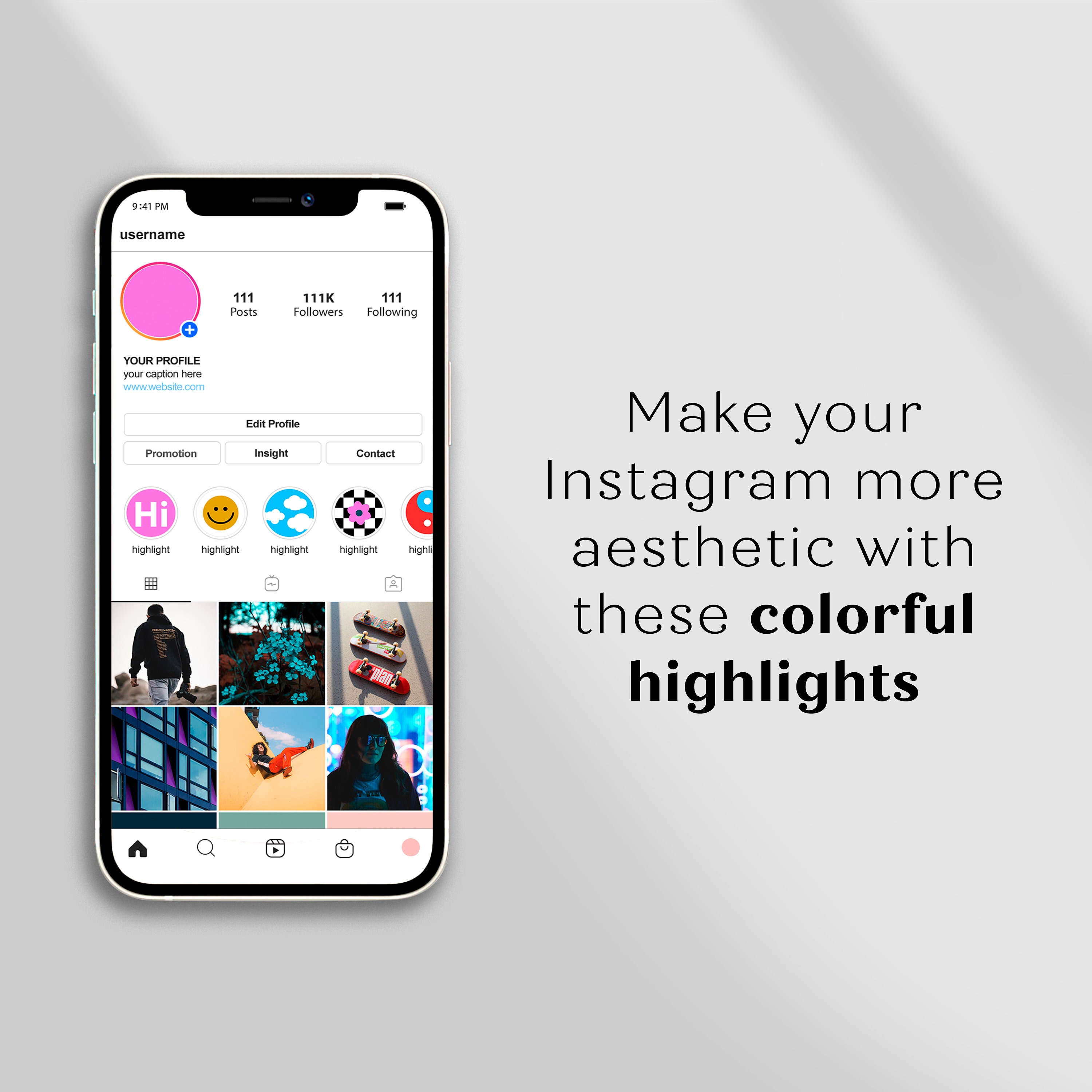 Colorful Instagram Highlight Covers, Punch Needle Style, Checkered ...