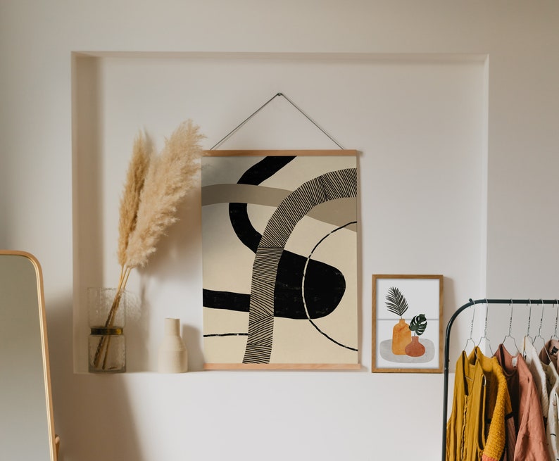 Abstract Art Print, Printable Line Art, Abstract Shapes Wall Decor ...