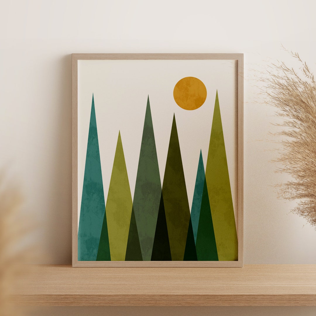 Forest Abstract Print, Autumn Forest Wall Art, Trees Print, Pine Trees ...