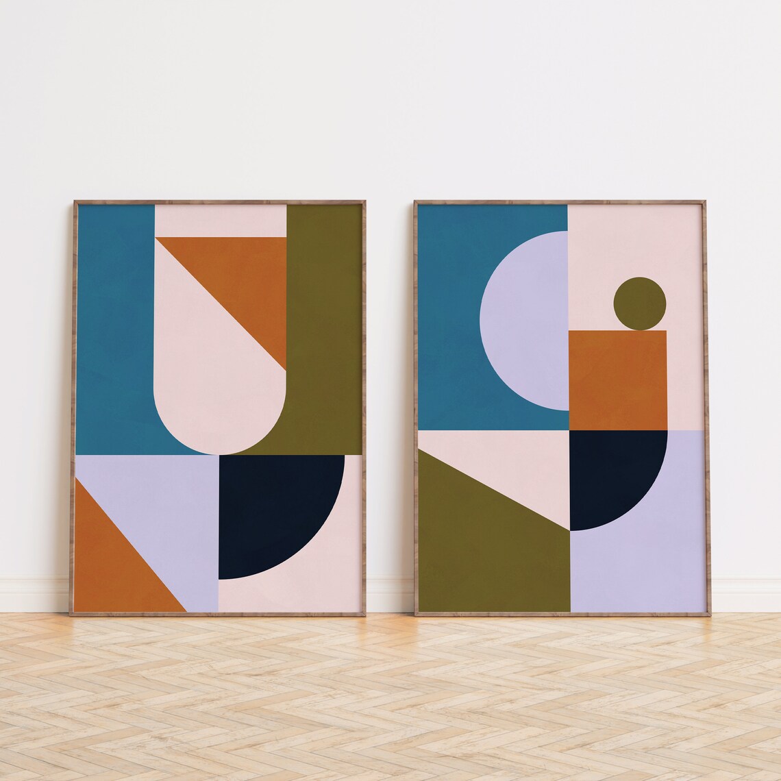 Geometric Shapes Abstract Wall Art Geometric Art Print Set of - Etsy