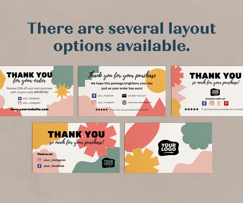 Colorful Thank You Card Thank You Note Abstract Shapes - Etsy