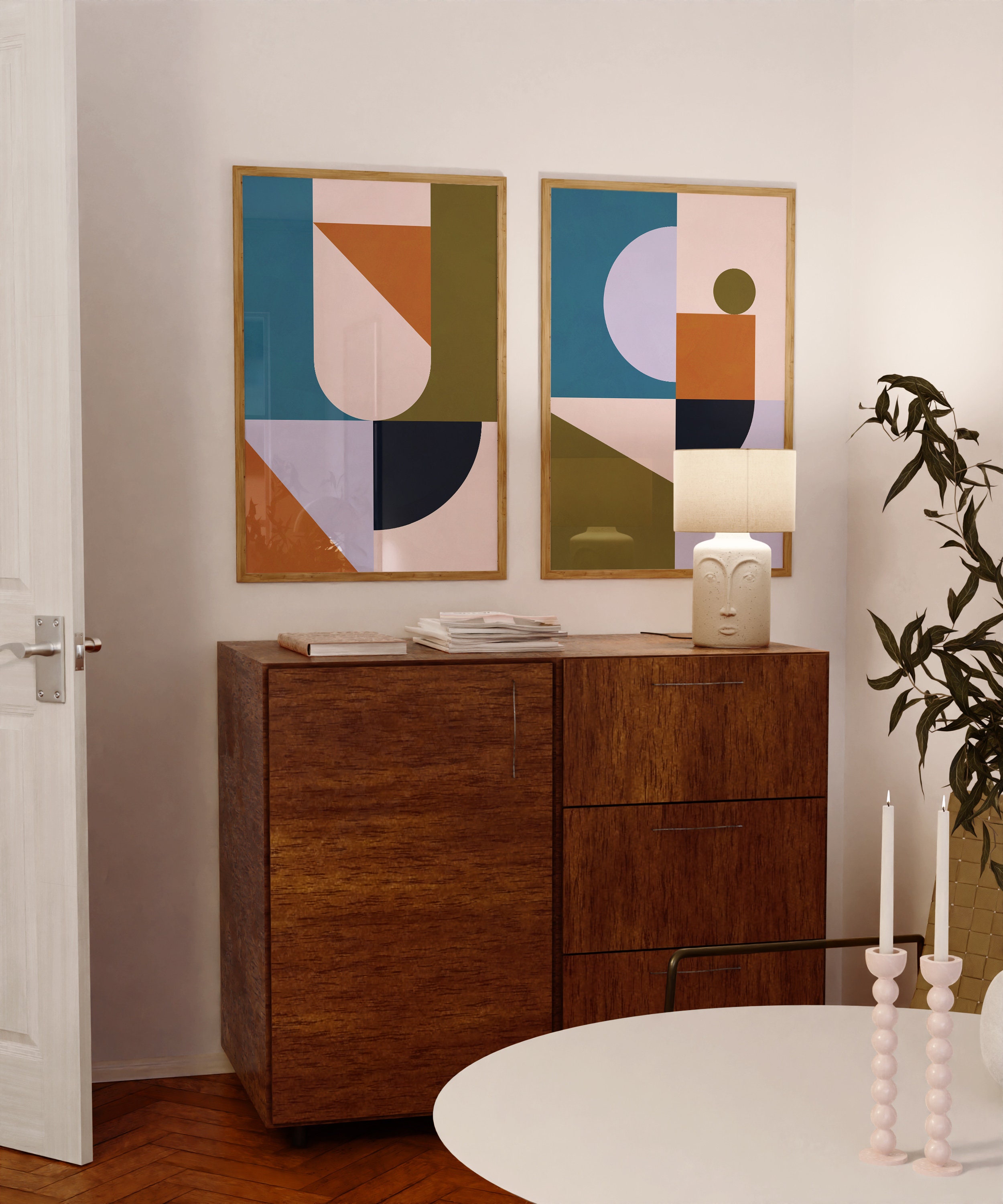 Geometric Shapes Abstract Wall Art Geometric Art Print Set of - Etsy